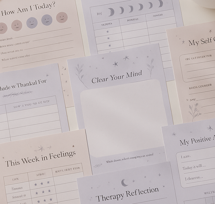 Mental Health Journal Self-Care & Therapy Reflection Printable