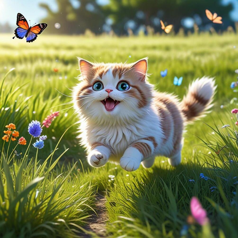 Butterfly Chase: Playful Kitty