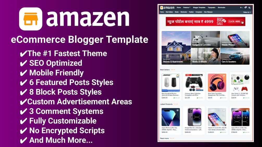 Amazen premium ecommerce blogger template