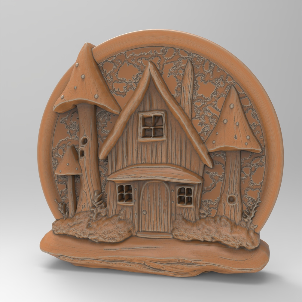 Enchanted Cottage with Mushrooms 3D Model for CNC and 3D Printing ...