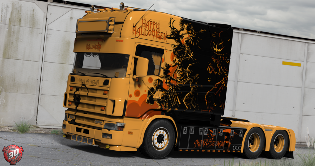 3D Scania 164L V8 Spirit Of Halloween Truck Model