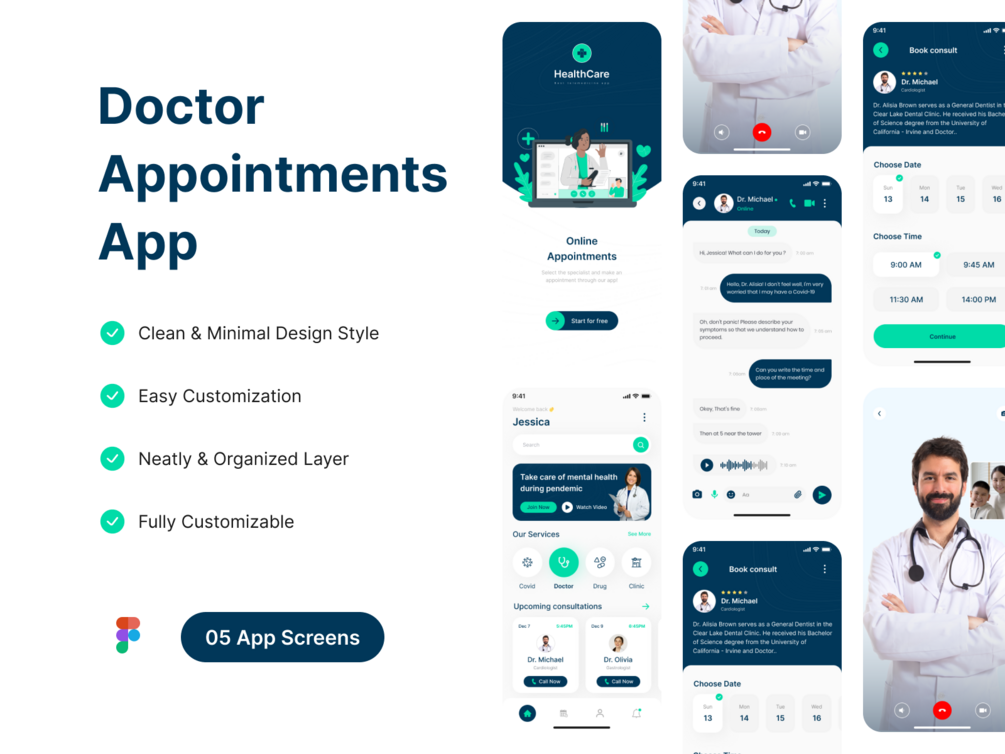 Doctor Appointments App Design | Figma