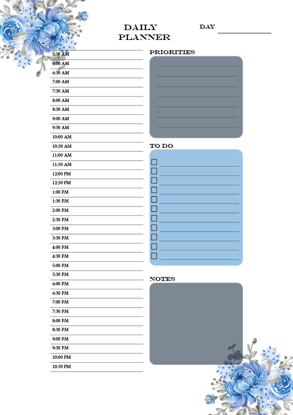 Blue Daily Planner, Blue Weekly Planner, Blue Monthly Planner, Blue ...