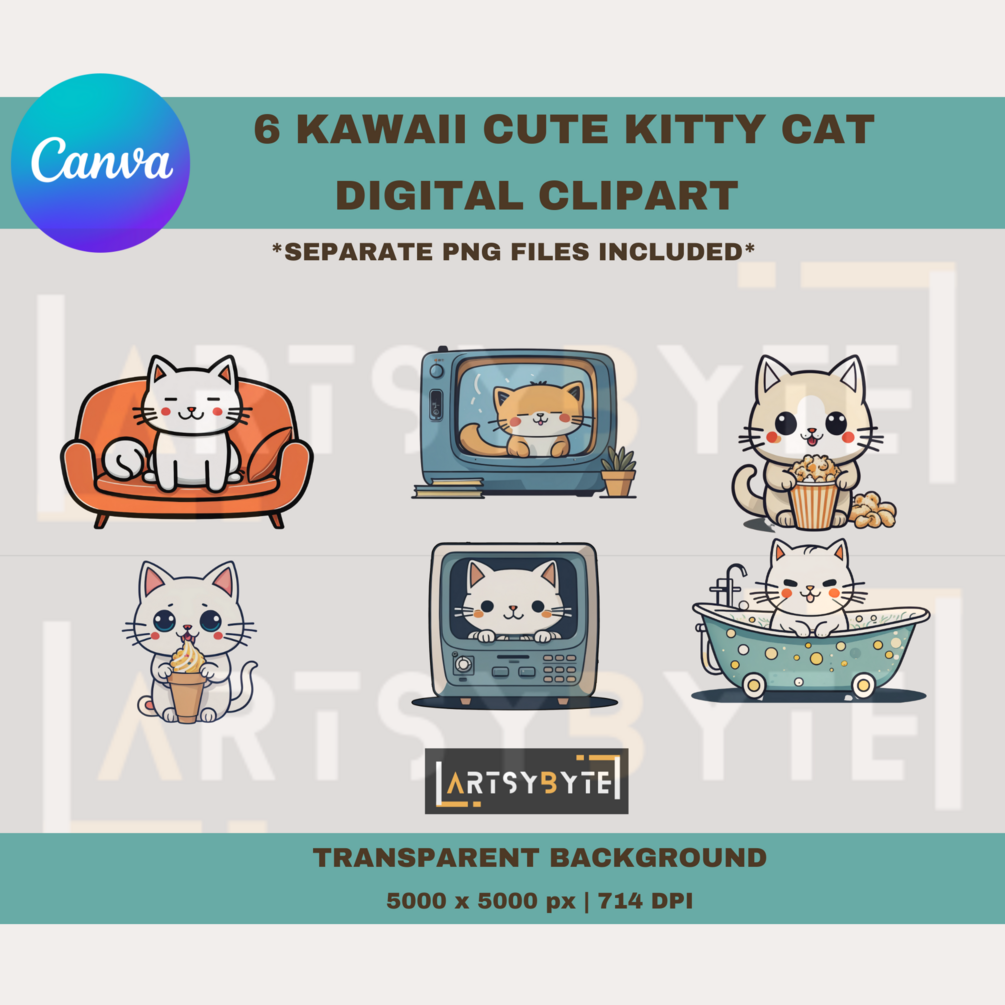 Kawaii Kitty Cat Digital ClipArt