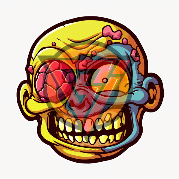 Decayed Madness: High-Quality Zombie Skull Vector Art