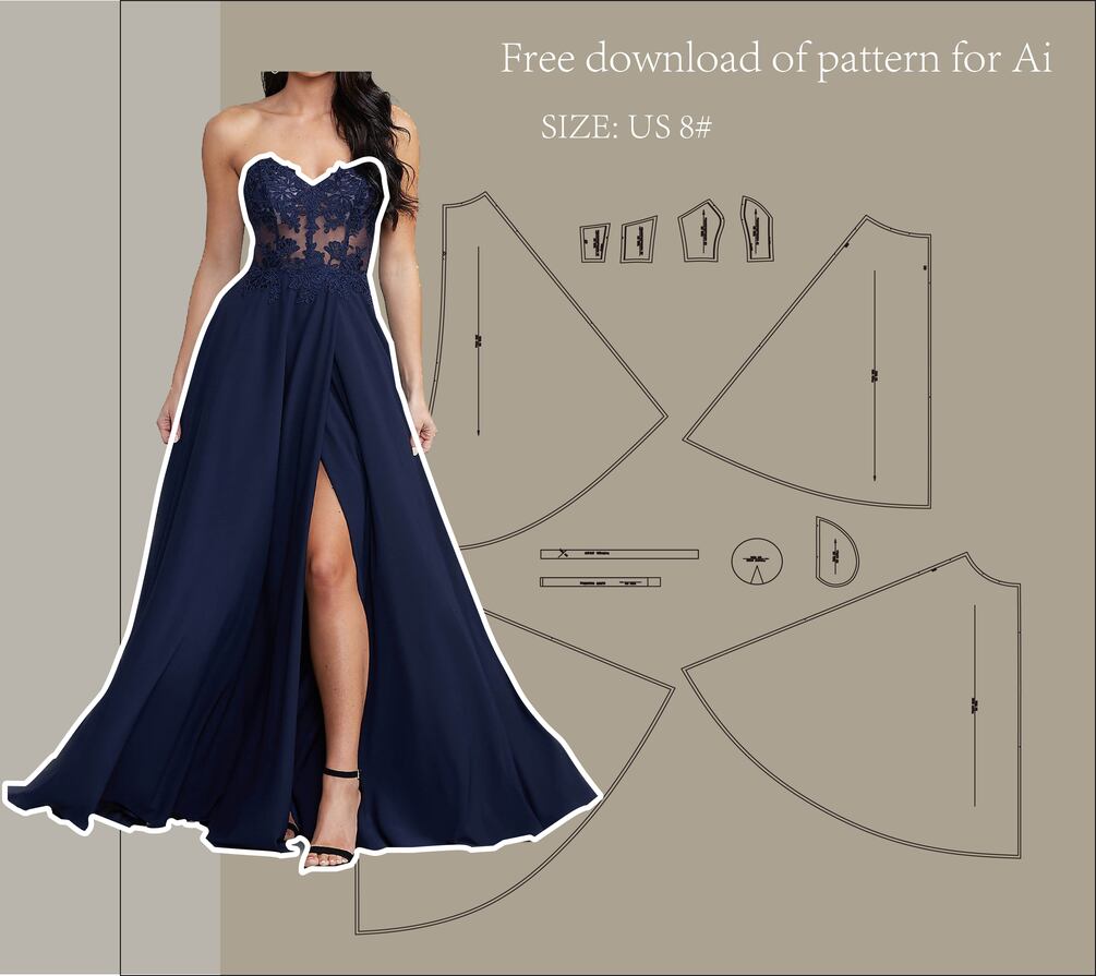 promdress sewing pattern -8229