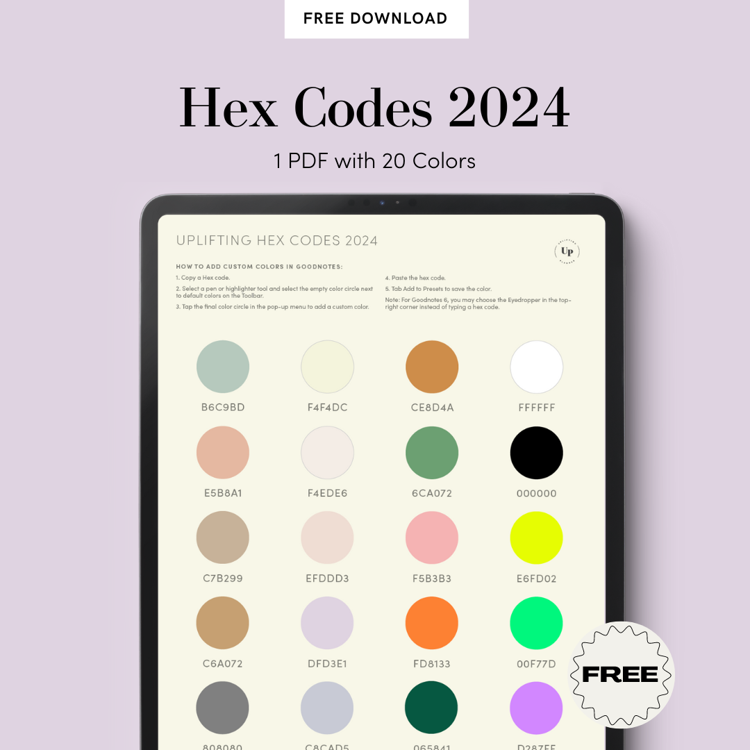 Happy February! 🎨 Uplifting Hex Code Color Freebie - UpliftingPlanner