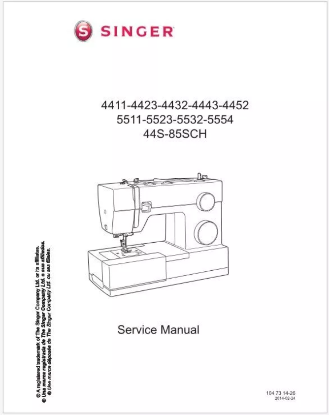 Singer Service Manual Models 44S, 4411, 4423, 4432, 4443, 4452, 85SCH