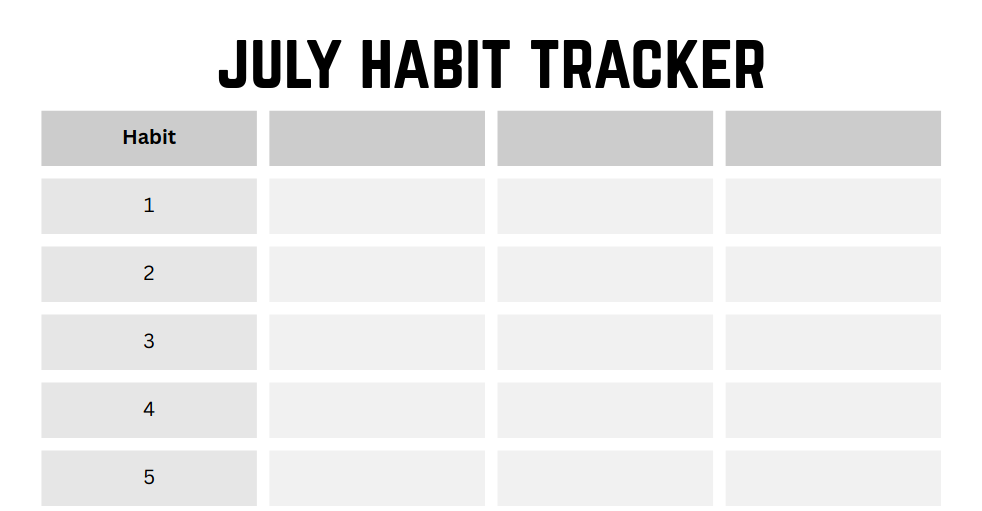 July Habit Tracker