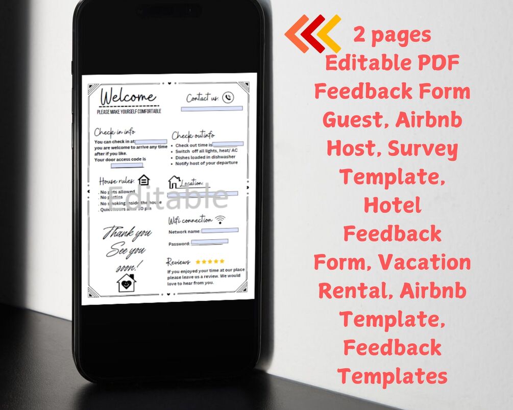 Airbnb Host Editable PDF 2 Page Feedback Template-Form