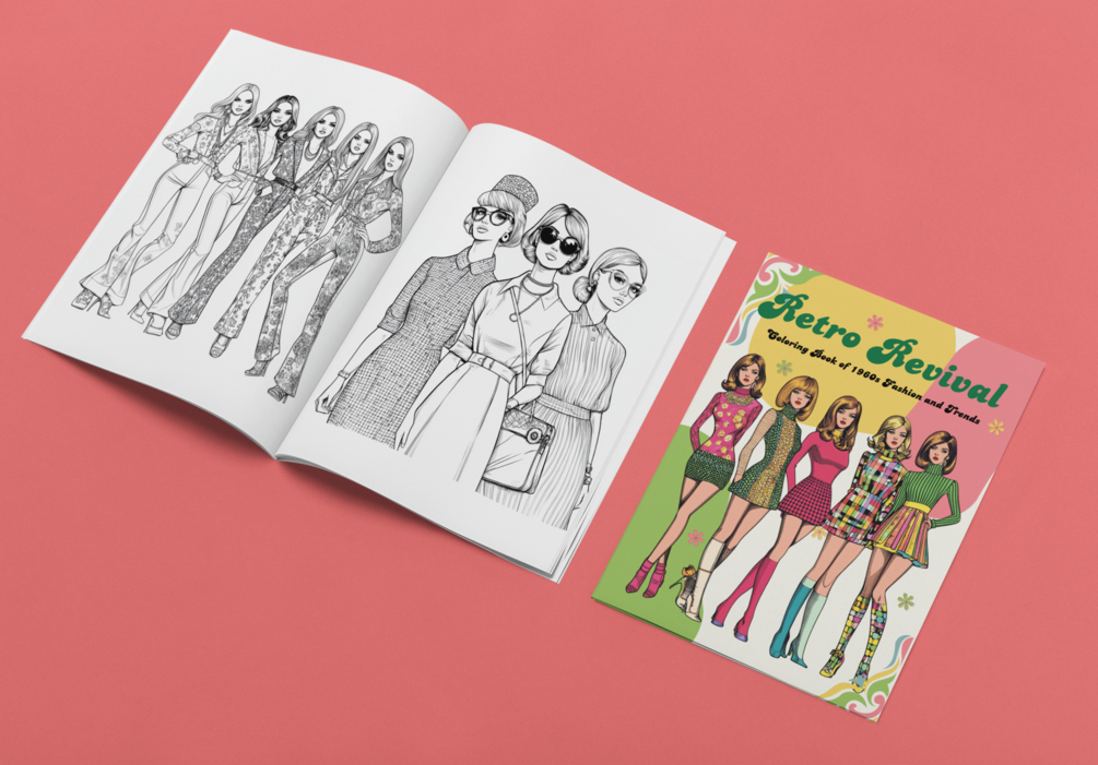 Retro Revival: Coloring Book of 1960s Fashion and Trends