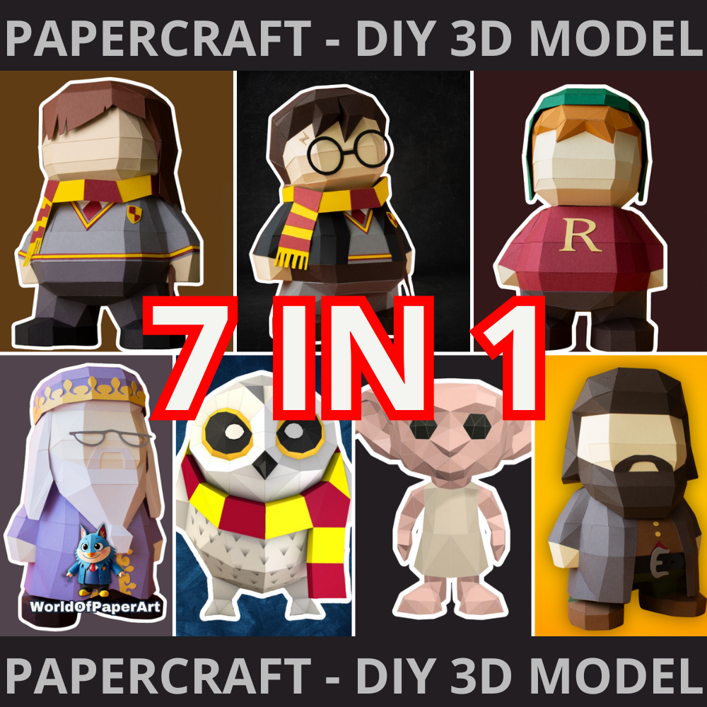 Harry Potter Papercraft Template - 7 in 1 Pack - 3D Model Plans - Diy ...