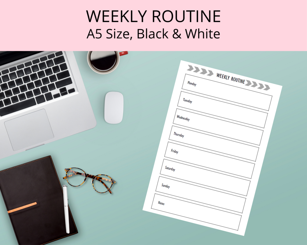 Weekly Routine A5 Black & White