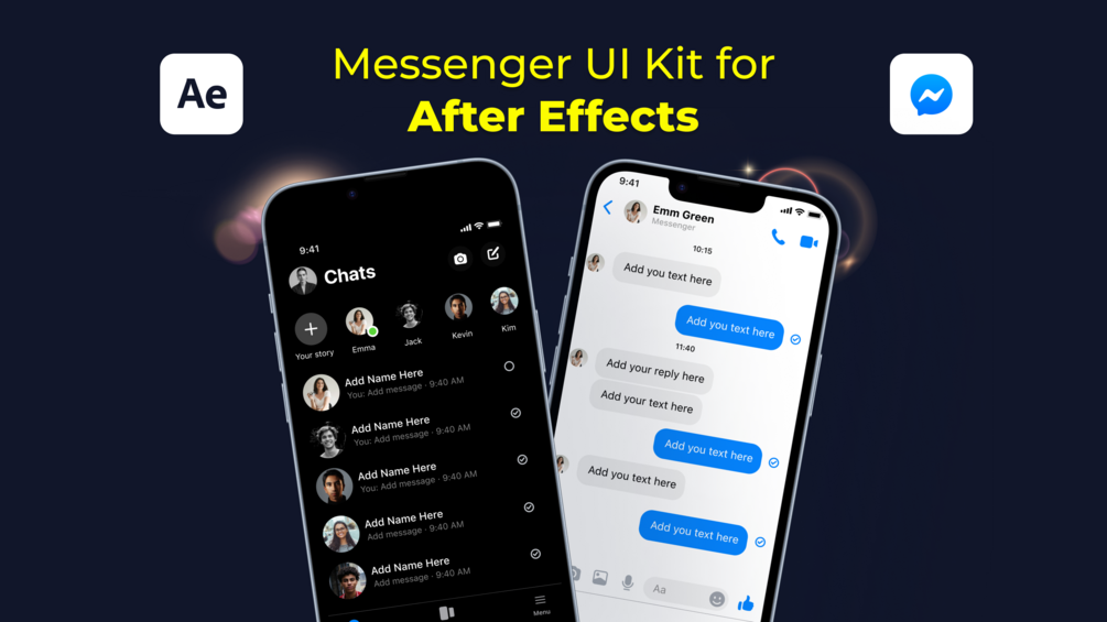 Facebook Messenger UI Kit for After Effects.