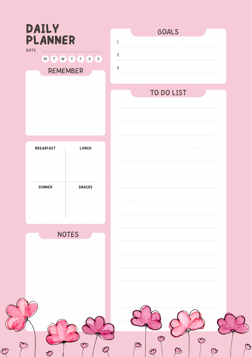 Pink daily planner