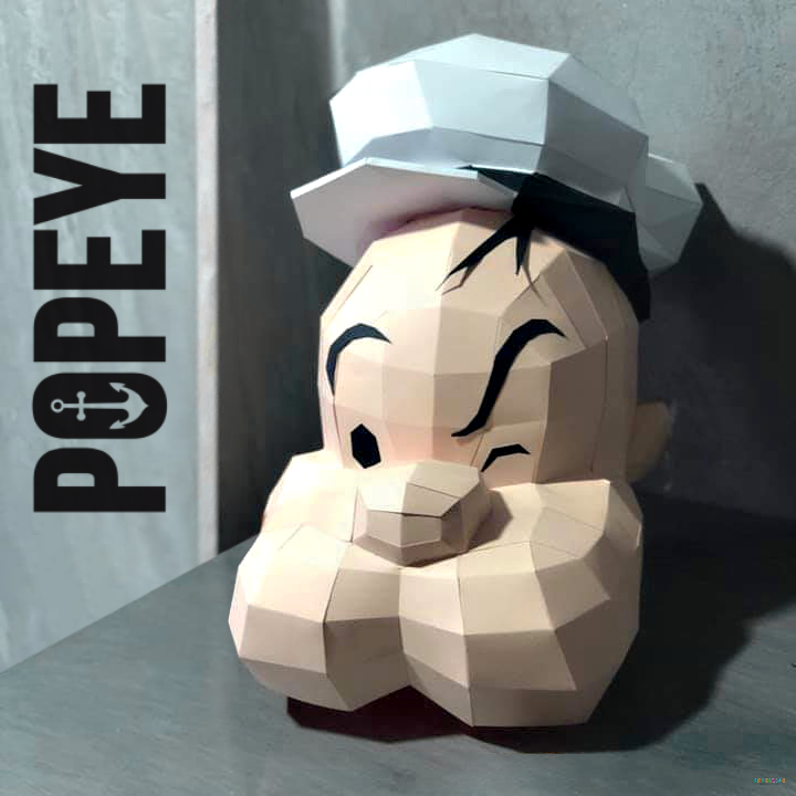 Popeye Head,3D Papercraft ( Template + Instruction )