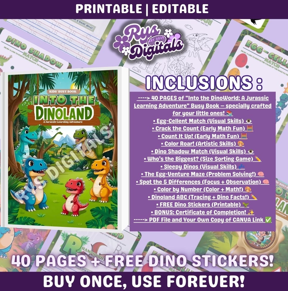 𝖣𝗂𝗇𝗈𝖶𝗈𝗋𝗅𝖽: 𝖠 𝖩𝗎𝗋𝖺𝗌𝗌𝗂𝖼 𝖫𝖾𝖺𝗋𝗇𝗂𝗇𝗀 𝖠𝖽𝗏𝖾𝗇𝗍𝗎𝗋𝖾 DINOSAUR BUSY BOOK