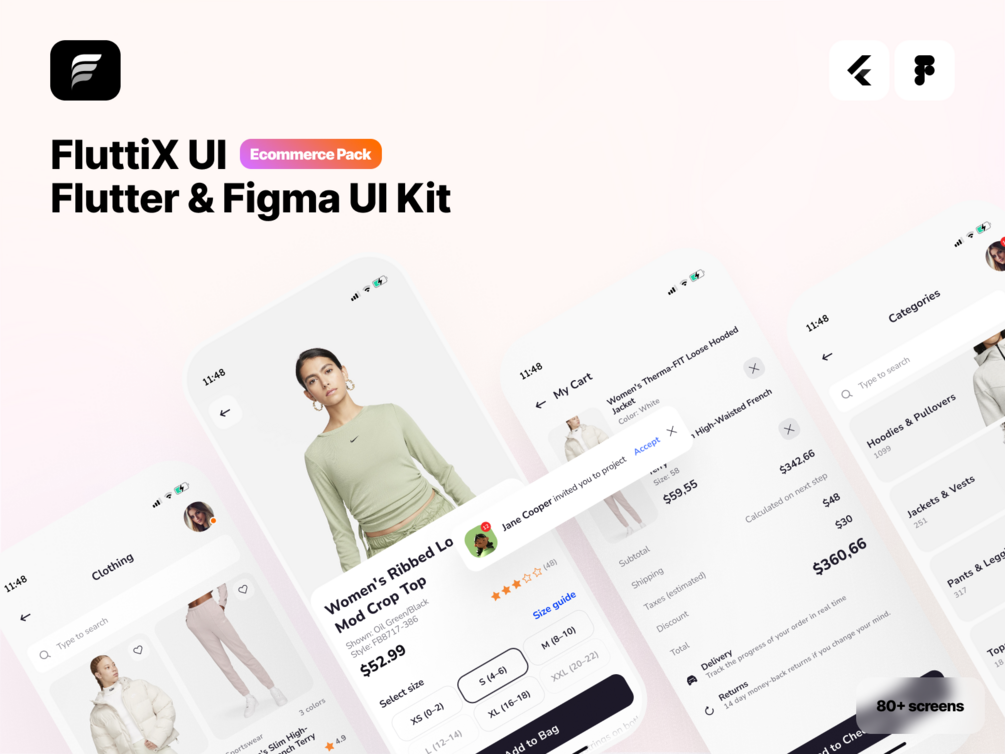 FluttiXUI Ecommerce templates: Flutter & Figma Integrated UI Kit for ...