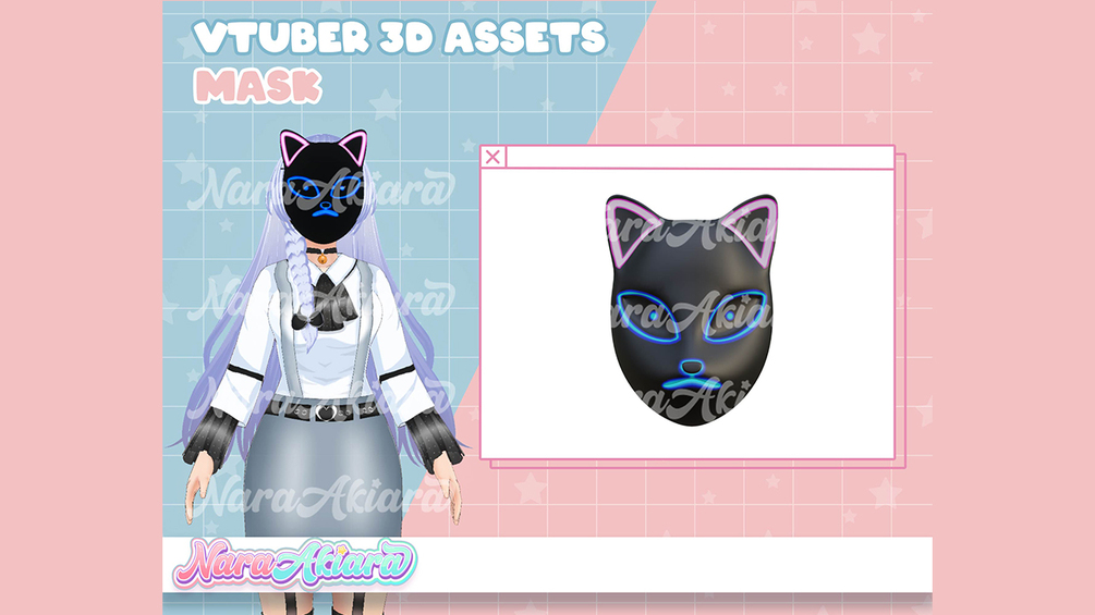 3D Vtuber Assets Mask V9 vroid commission, 3D assets ready to use ...