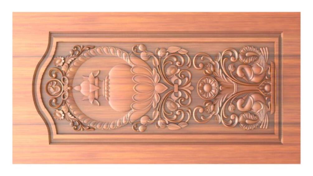 CNC Flowery Pattern Wood Door Design: ArtCAM File for Elegant Carvings