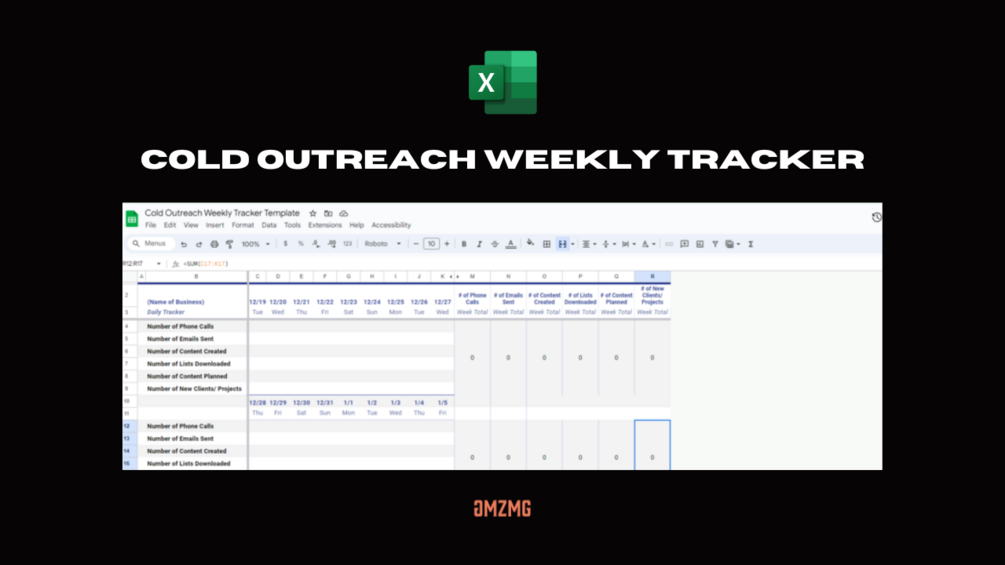 Cold Outreach Weekly Tracker Template