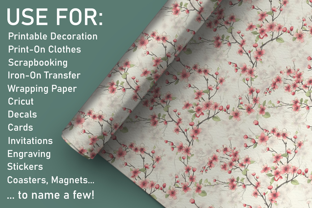 13 Cherry Blossom Seamless Patterns - Completely Seamless Digital Tiled ...