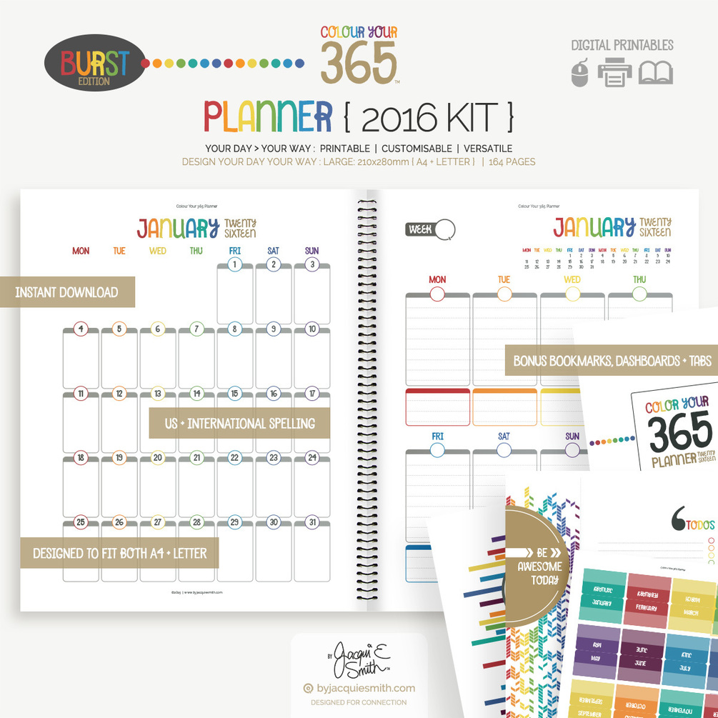 2016 Colour Your 365 : printable planner