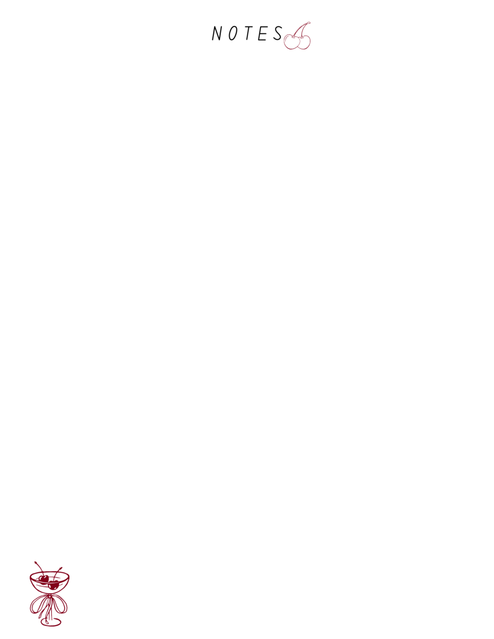 Minimalist Notes Template with Bows (Digital Download)