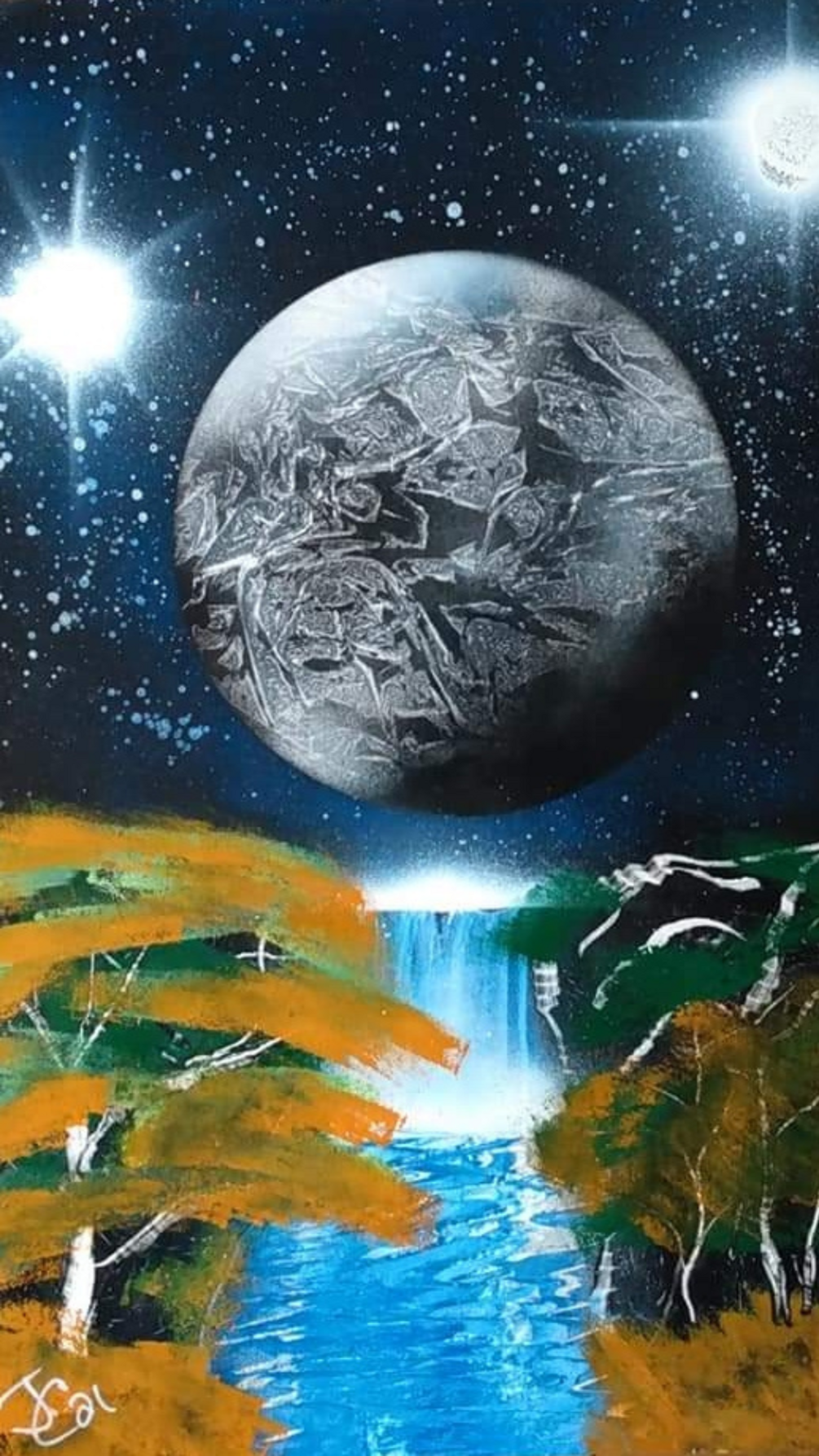 Reach for the Moon Spray Paint Art Wallpaper