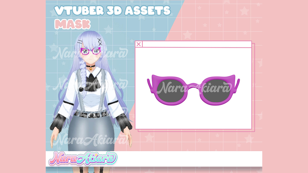 3D Vtuber Assets Glasses V9 vroid commission, 3D assets ready to use ...