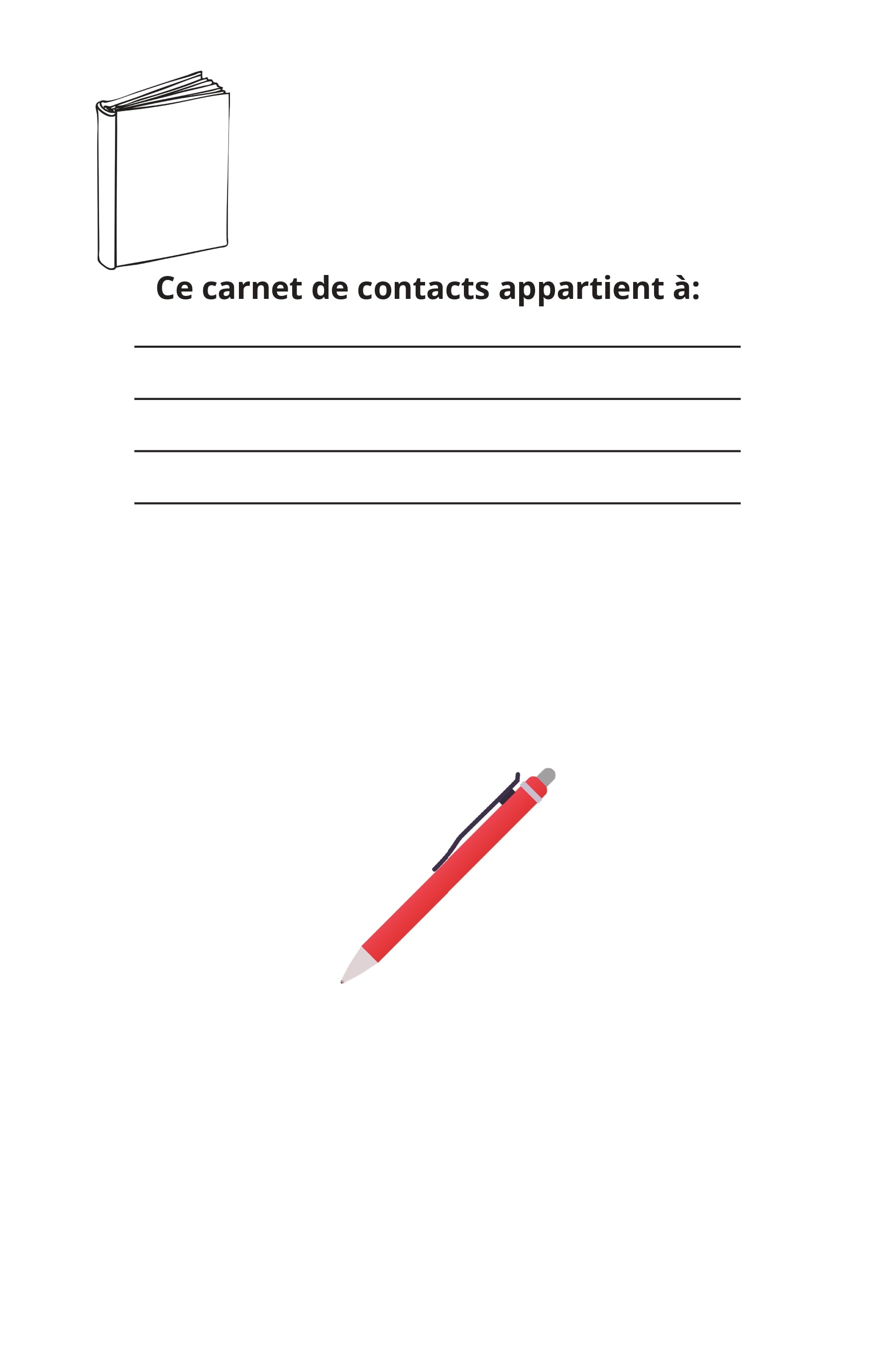 Carnet de contacts alphabétique | Address Book | Printable interior ...