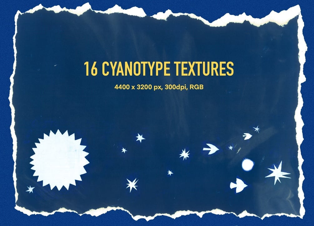 Cyanotype Textures - 16 High‑Res Scans