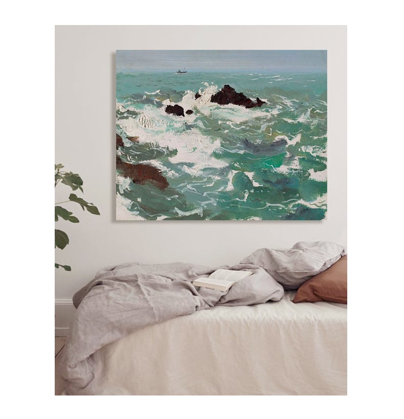 Hand-Painted Ocean View Oil Painting - Luxurious Textured Wall Art for ...