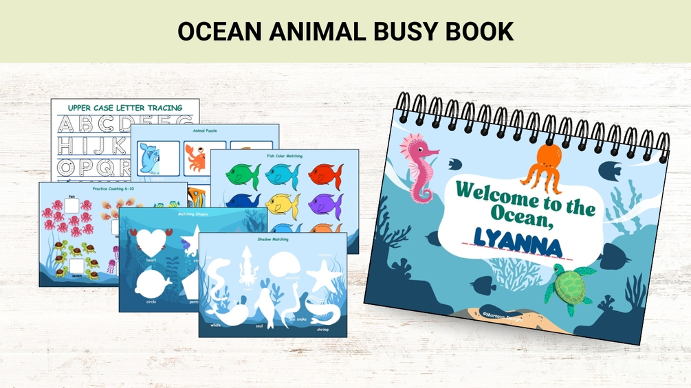 Ocean Animals Busy Book for Toddler and Preschool, Printable Learning ...