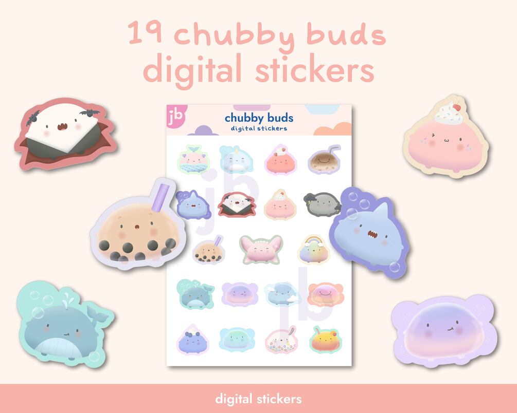 Cute Slime Digital Stickers for Kawaii Lover Stickers with Adorable ...