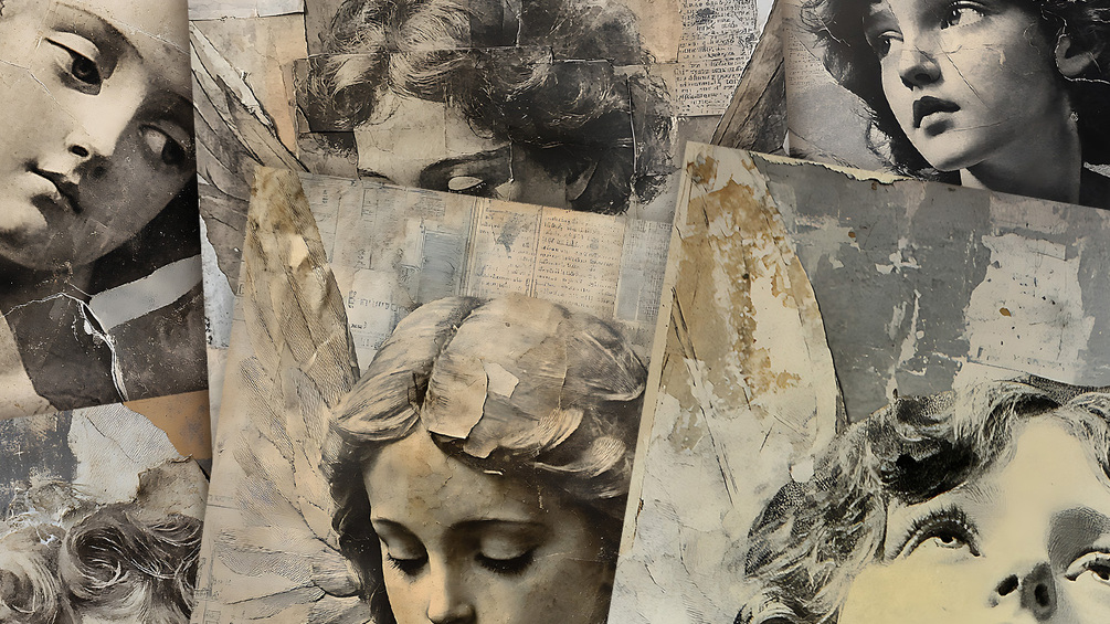 12 pc Angel Cut Paper Collage Printable Junk Journal Half Papers for ...