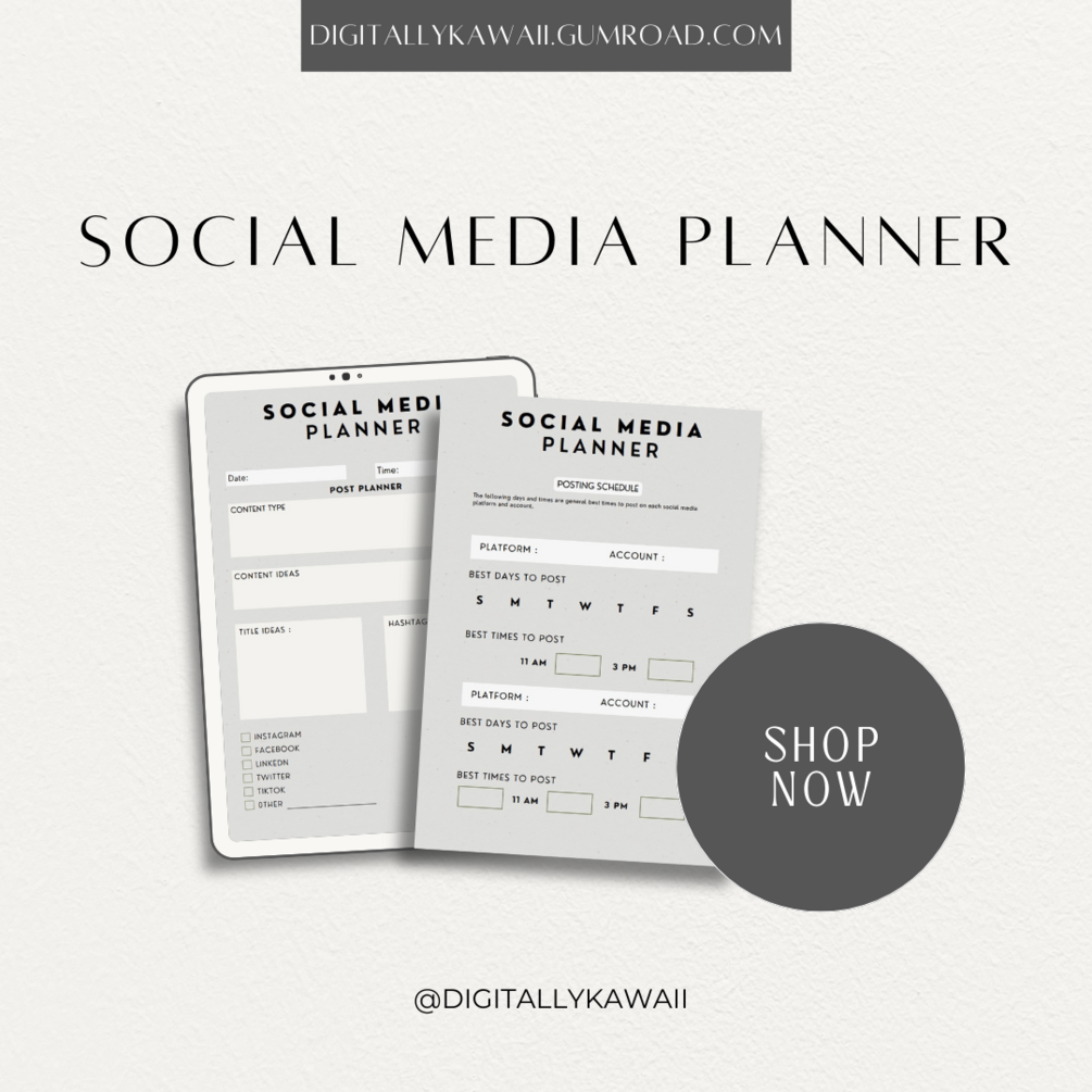 Social Media Planner, content planner, youtube planner, instagram ...