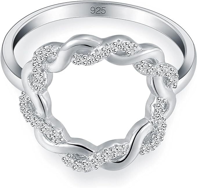 BORUO Twisted Infinity Karma Ring - 925 Sterling Silver Rings For Women