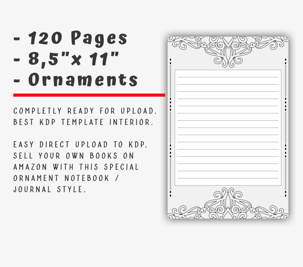 Big KDP Interior Template - Fine luxury Ornament - 120 Pages - Amazon Ready