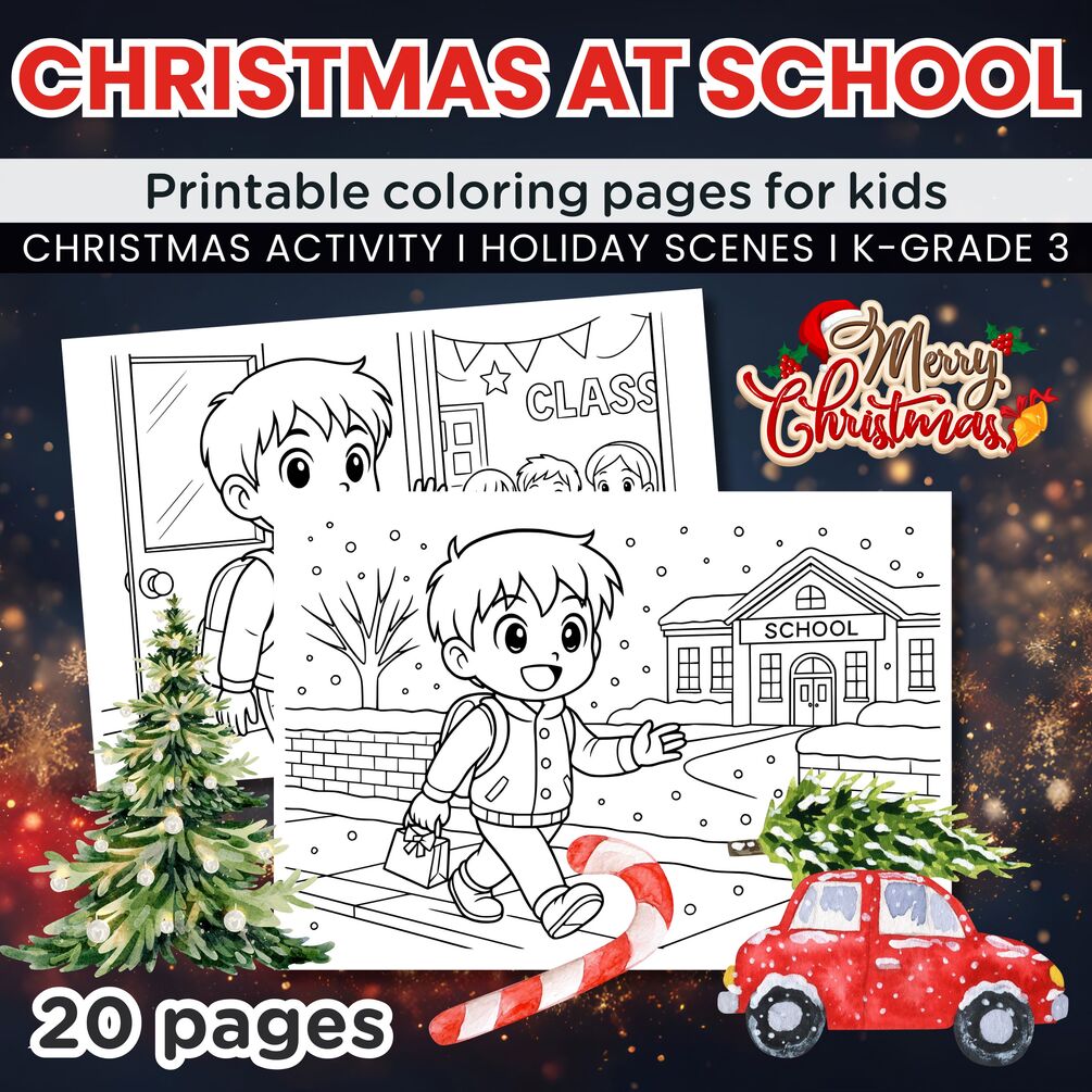 Christmas at School Coloring Pages for Kids | 20 Holiday Classroom ...
