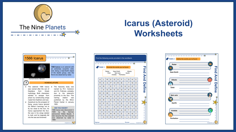 Icarus (Asteroids) Worksheets for Kids