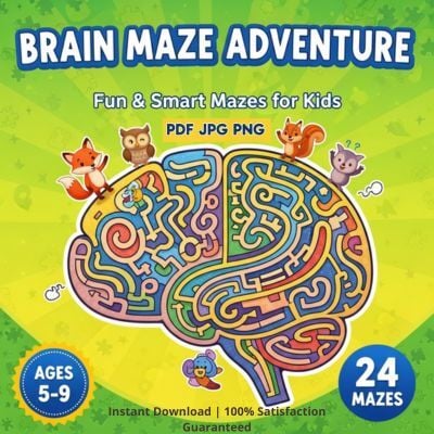 BRAIN MAZE ADVENTURE – Fun & Smart Mazes for Kids (Ages 5–9)