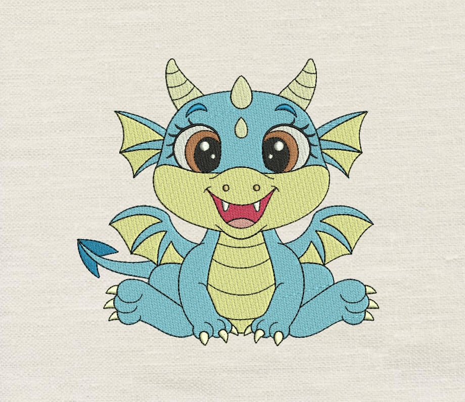 Baby Dragon embroidery design 3 Sizes -INSTANT D0WNL0AD