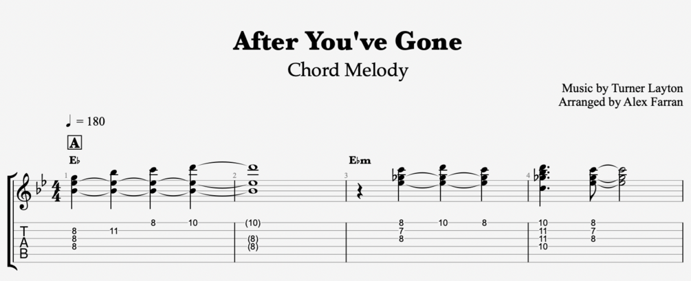 "After You've Gone" (Swing jazz chord melody lesson)