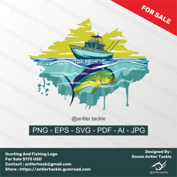 Mahi Mahi Boat Fishing Logo Illustration Designed By Donan Antler Tackle
