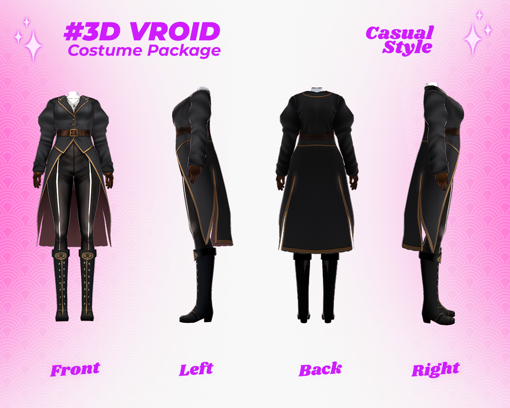 3D VRoid Clothing Pack | Steampunk Suit, Gothic Ballerina & Classic ...