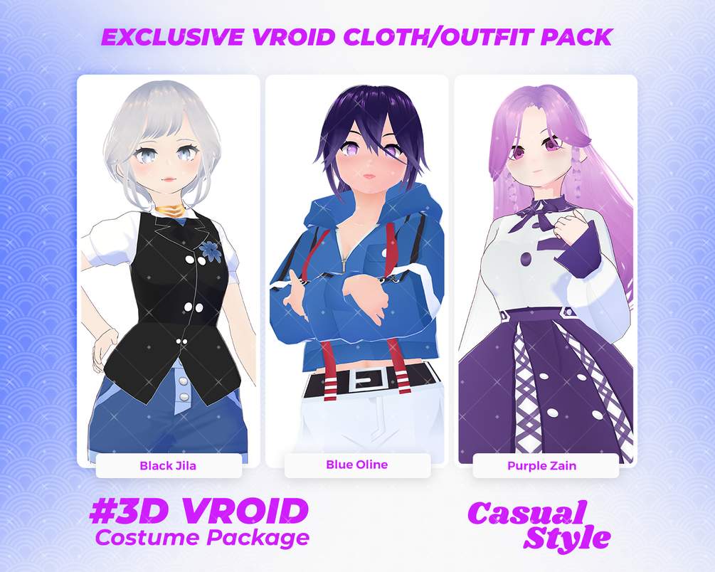 VRoid Clothing Pack, Virtual Fashion Pack, Streamer Apparel, Vroid ...