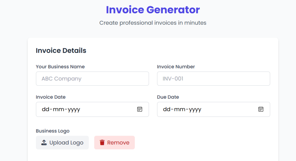 Invoice Generator App Code