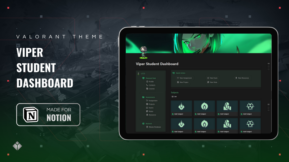 Valorant Student Dashboard: Viper (Notion Template)