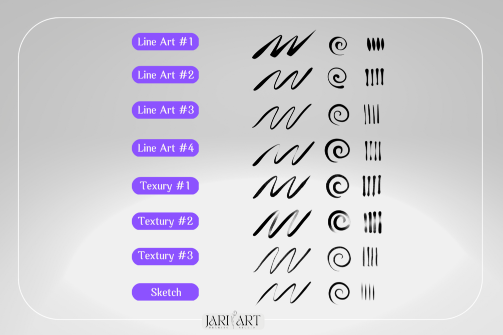 8 Procreate Brushes! for line art, sketch and painting